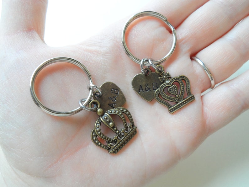 Couple Keychain Set King and Queen Crown Key Ring Set | Etsy
