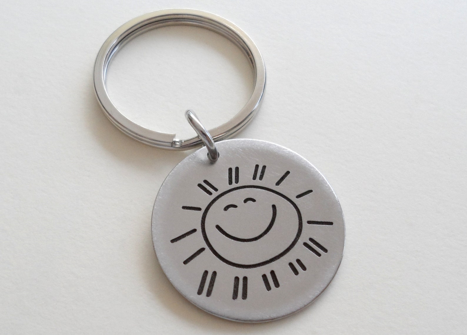 Engraved Sunshine Keychain Sun Face Key Ring Daughter Gift - Etsy