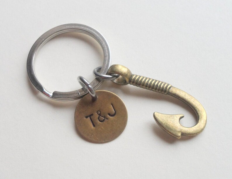 Fish Hook Keychain Couples Keychain Anniversary Gift for - Etsy