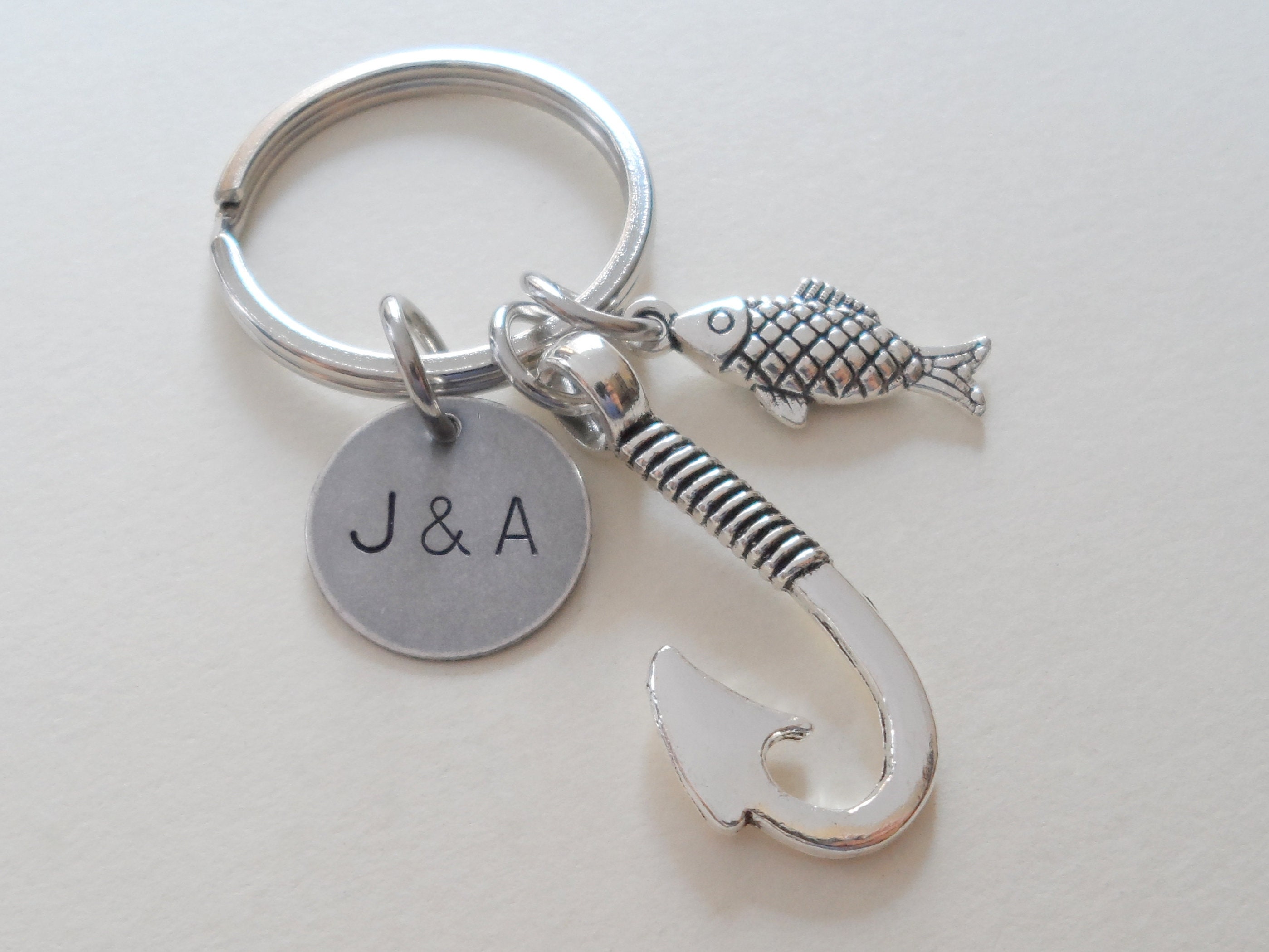Fish Hook Keychain, Couples Keychain, Anniversary Gift for Boyfriend ...