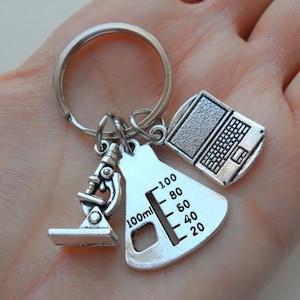 Science Lab Keychain, Laboratory Keychain, Chemistry, Microscope, Gift ...