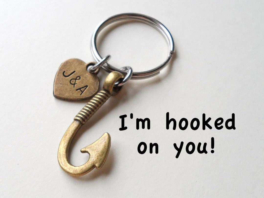 Fish Hook Keychain, Couples Keychain, Anniversary Gift for Boyfriend ...