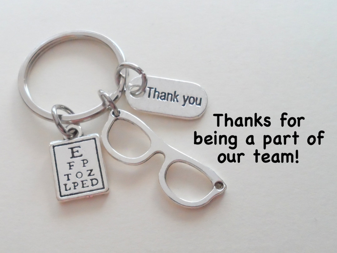 Eye Doctor Staff Gift Keychain, Glasses and Eye Chart Charm Keychain ...