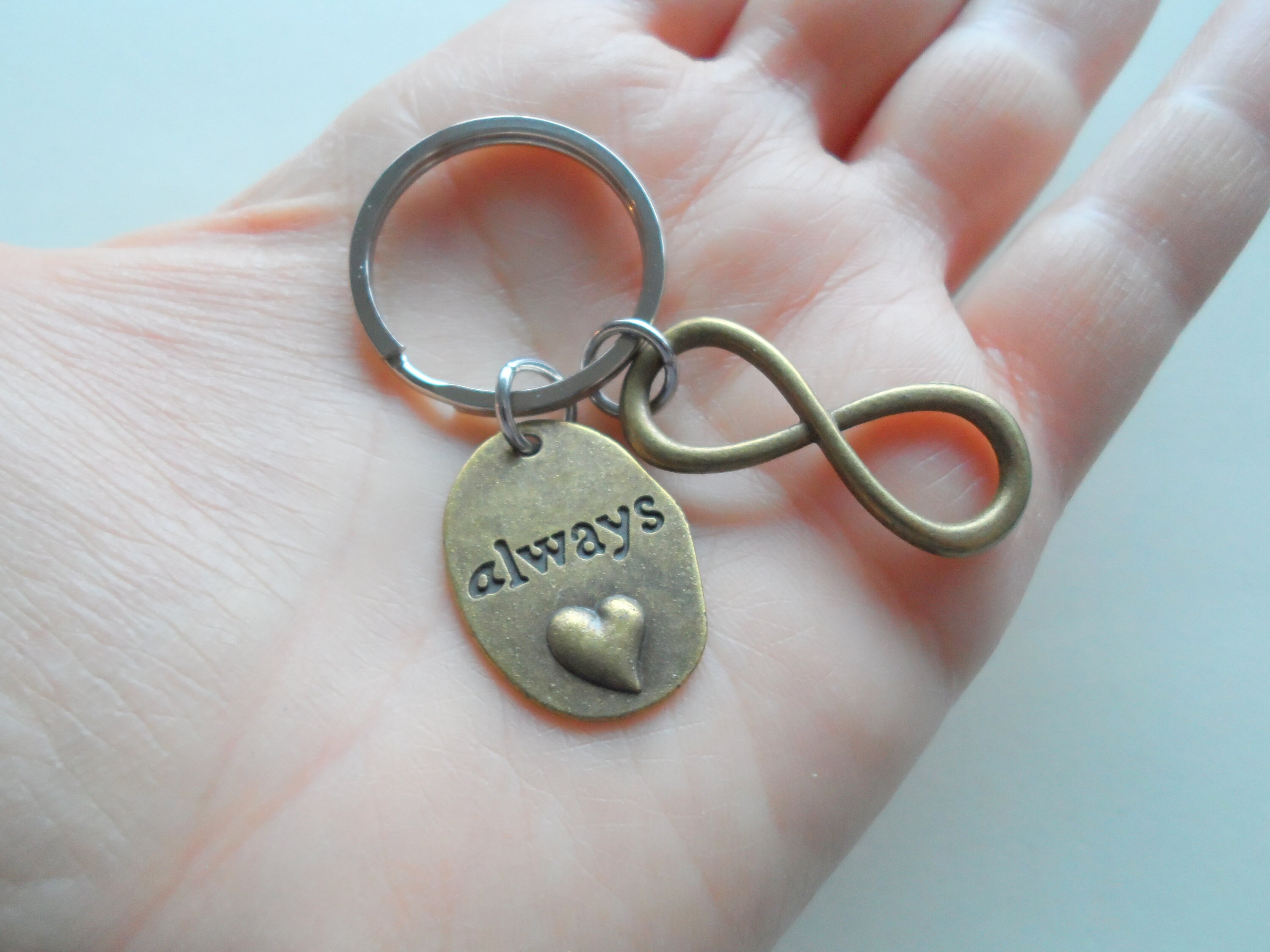 Bronze Infinity Keychain With Always Charm Couple Anniversary | Etsy