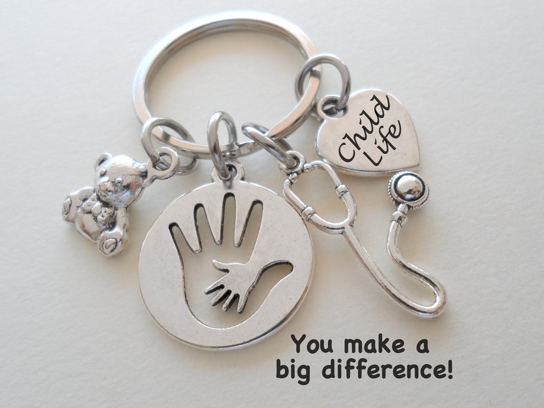 Child Life Gift Keychain, Pediatric Health Care Keychain, Hands, Bear ...