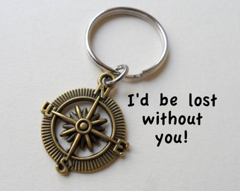 Bronze Compass Keychain Couples 8th Year Anniversary Gift | Etsy