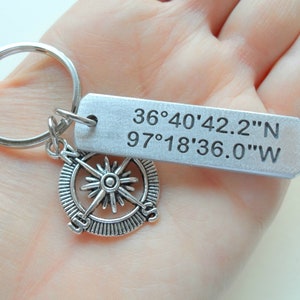 Compass Keychain With Engraved Custom Aluminum Tag, Gift for Boyfriend ...