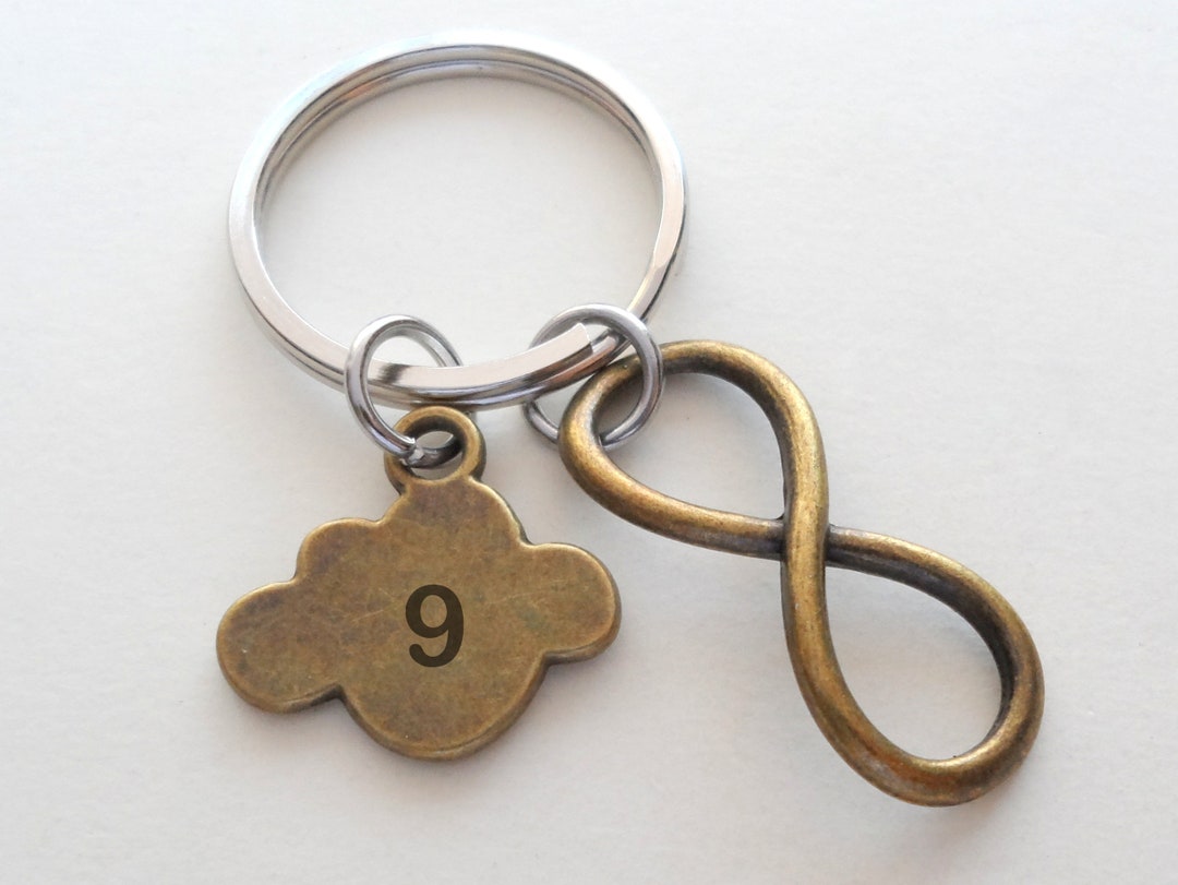 Bronze Cloud 9 Keychain With Infinity Charm, Couples Key Ring Gift ...