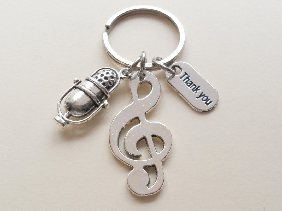 Treble Clef Charm Keychain With Microphone, Music Teacher Appreciation ...