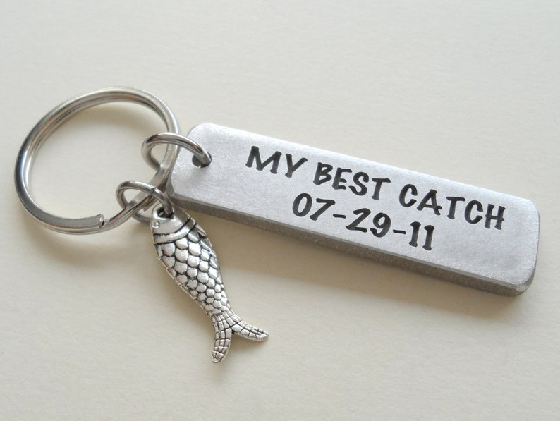 Fish Keychain & Aluminum Tag Customized Engraved Anniversary | Etsy