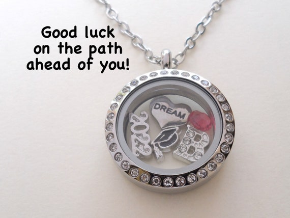 Graduation Floating Charm Locket Necklace With Dream Charm - Etsy