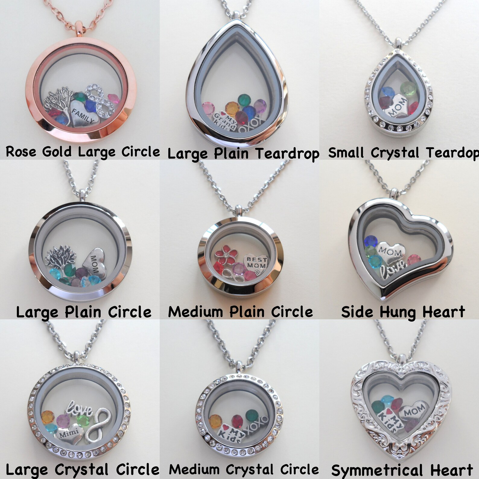 Floating Charm Locket Necklace Birthstones Necklace Living | Etsy