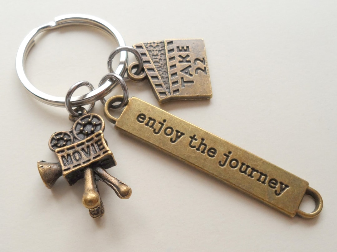 Bronze Movie & Film Keychain With Enjoy the Journey Charm, Videographer ...