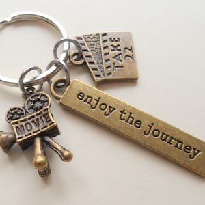 Bronze Movie & Film Keychain With Enjoy the Journey Charm, Videographer ...