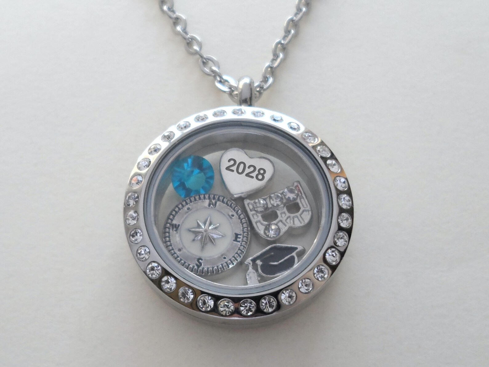 Graduation Floating Charm Locket Necklace, Class of 2026 Necklace ...