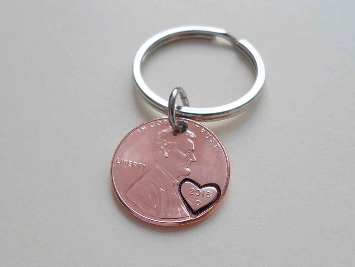 Personalized Penny Keychain Couples Keychain Lucky Penny - Etsy