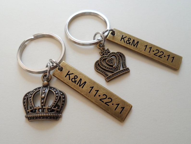Couple Keychain Set King and Queen Crown Key Ring Set | Etsy