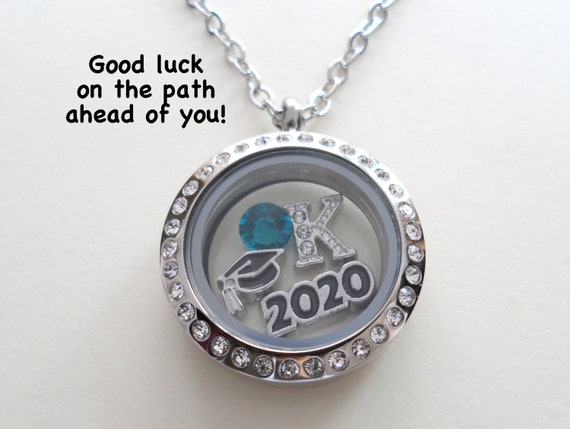 Graduation Floating Charm Locket Necklace Medium Circle | Etsy