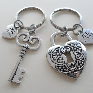 Key and Lock Keychain Set, Couples Keychains, Anniversary Gift, Husband ...