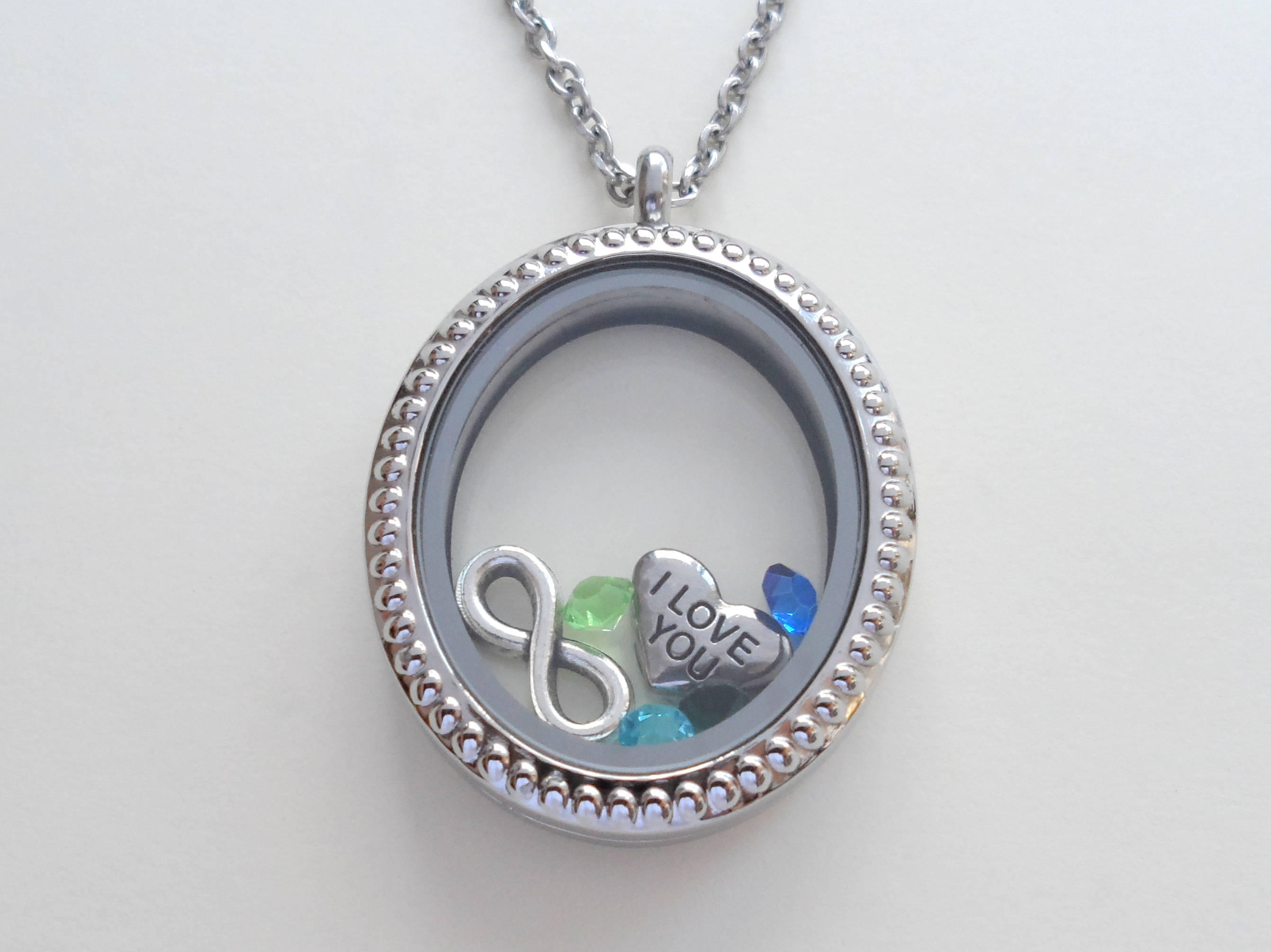 Floating Charm Locket Necklace Birthstone Necklace Mothers | Etsy