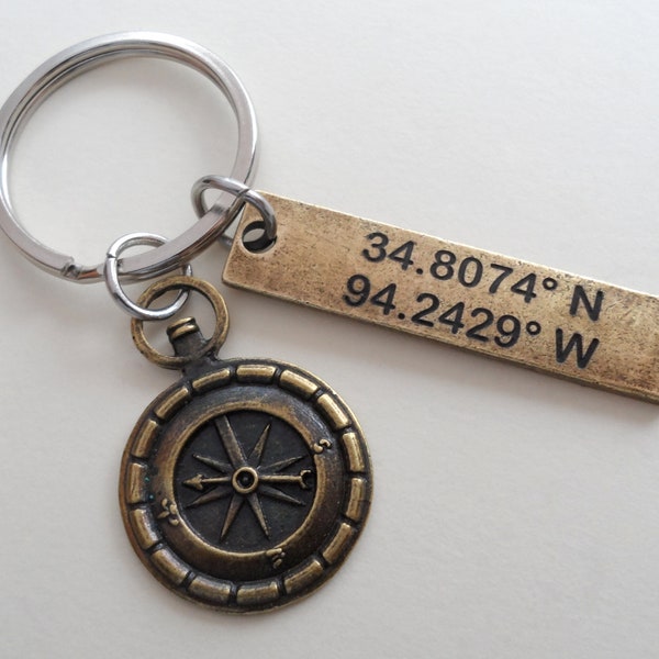 Engraved Compass Keychain - Etsy