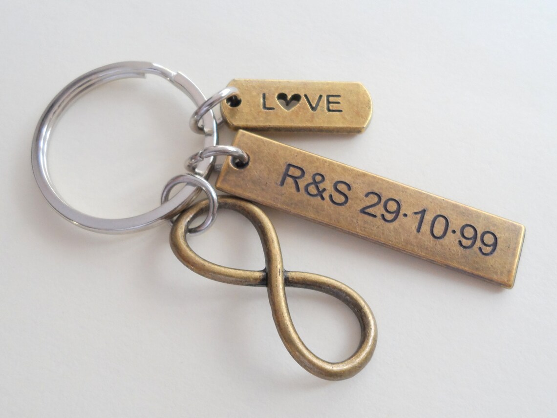 Bronze Infinity Symbol Keychain Gift Couples Anniversary - Etsy