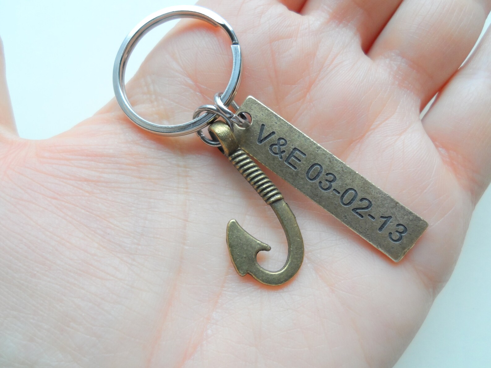 Fish Hook Keychain Couples Keychain Anniversary Gift for - Etsy