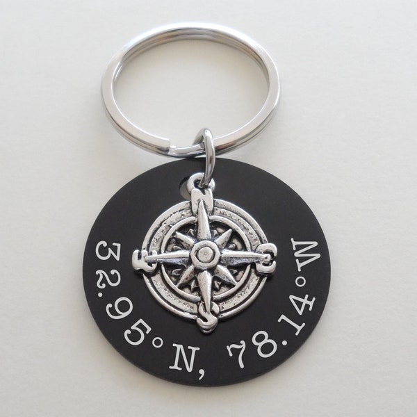 Engraved Compass Keychain - Etsy