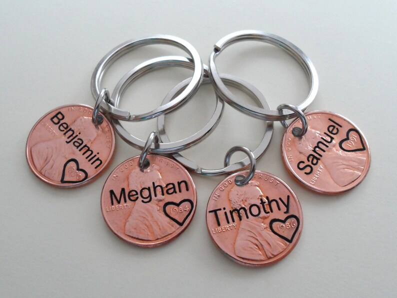 Engraved Name Penny Keychain Personalized Keychain Lucky | Etsy