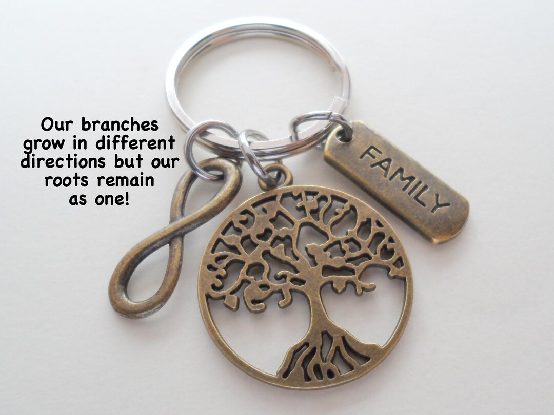 Bronze Family Tree Keychain & Infinity Charm, Family Reunion Keychain ...