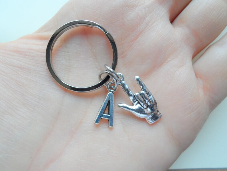 2 Silver I Love You Hand Sign Keychains Sign Language Charms - Etsy