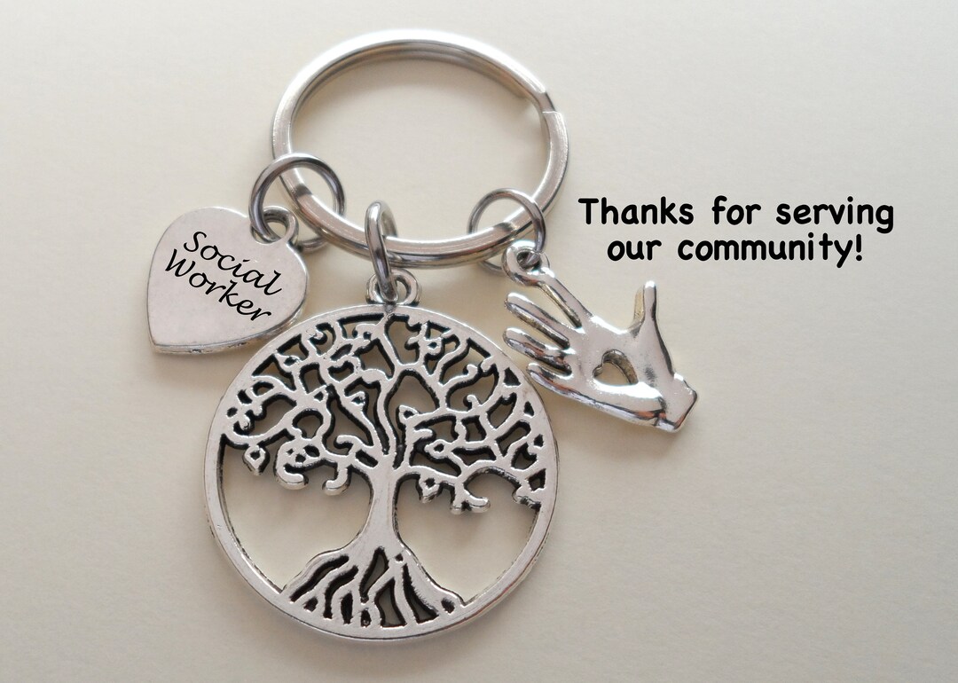 Social Worker Gift Keychain, Community Advocate Keychain, Heart, Tree ...