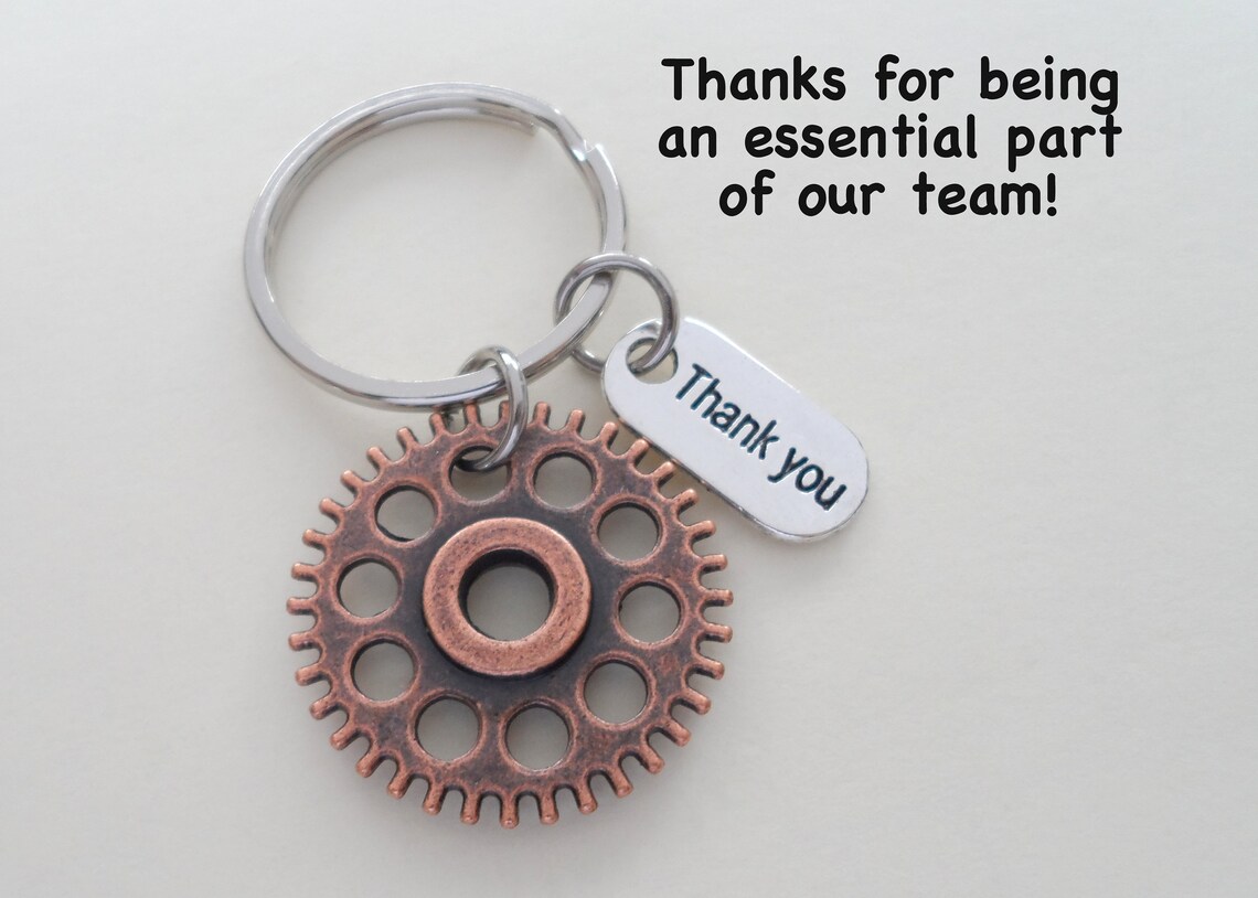 Employee Appreciation Gift Keychain, Copper Gear Charm Keychain ...