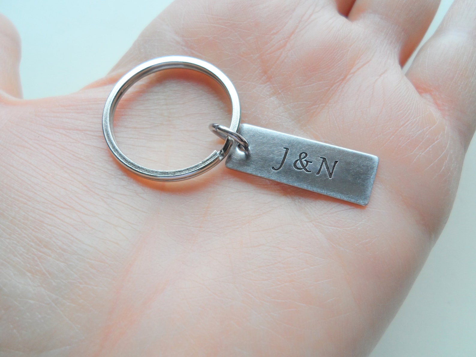 Small Couples Keychain, Couples Key Ring, Custom Engraved Tag ...