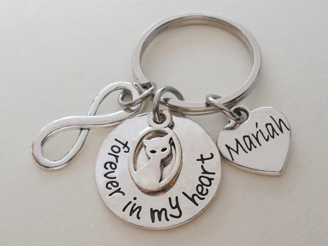 Cat Memorial Keychain With Custom Engraved Heart & Infinity ...