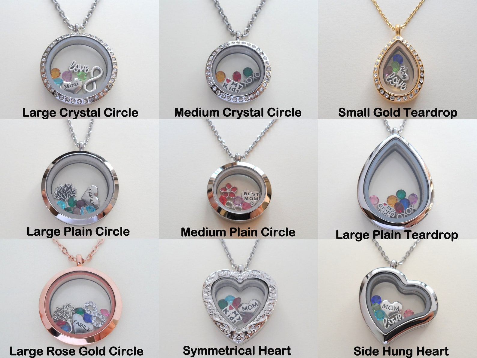Floating Charm Locket Necklace Birthstones Necklace Mothers - Etsy