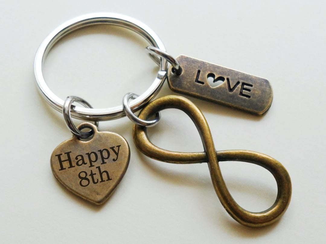 Bronze Infinity Symbol Keychain With Custom Engraved Heart, Couples ...
