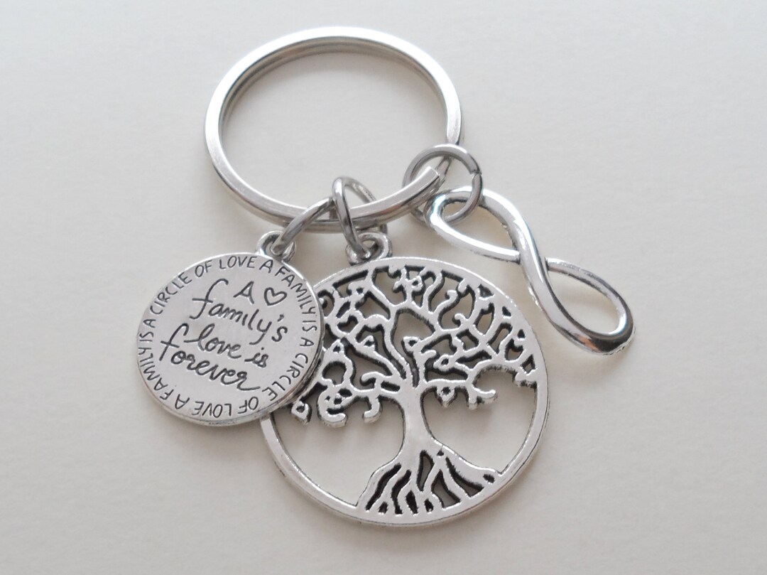 Family Tree Keychain With Infinity, Family Reunion Gift Keychain ...