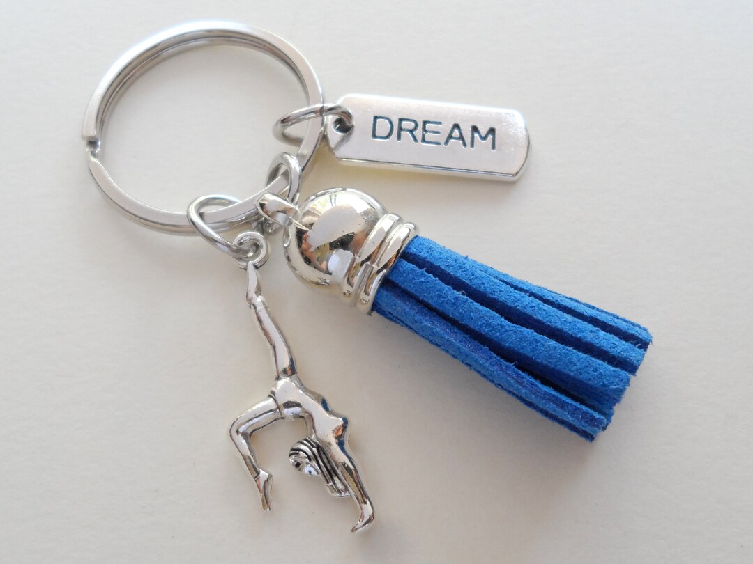 Gymnast Charm Keychain, Gymnast, Dream Tag, and Blue Tassel Charm ...