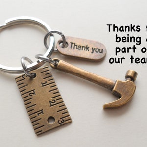 Bronze Hammer & Ruler Keychain, Builders Appreciation Gift ...