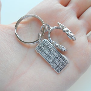 Call Center Staff Gift Keychain, Computer Keyboard Charm and Head Set ...
