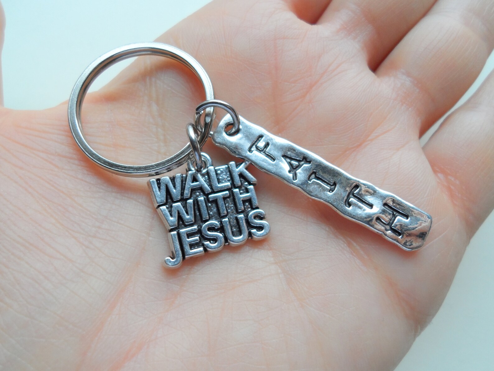 Walk With Jesus Keychain With Faith Charm Religious Keychain - Etsy