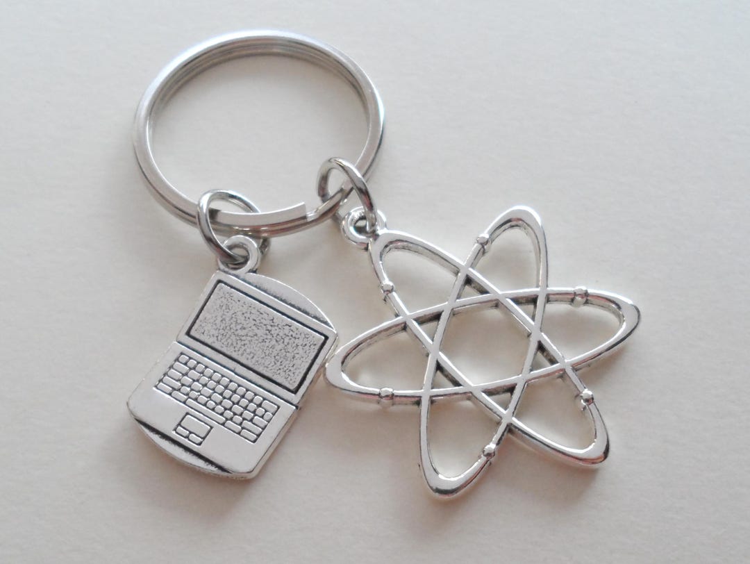 Atom & Computer Charm Keychain, Science Keychain, Physics Keychain ...