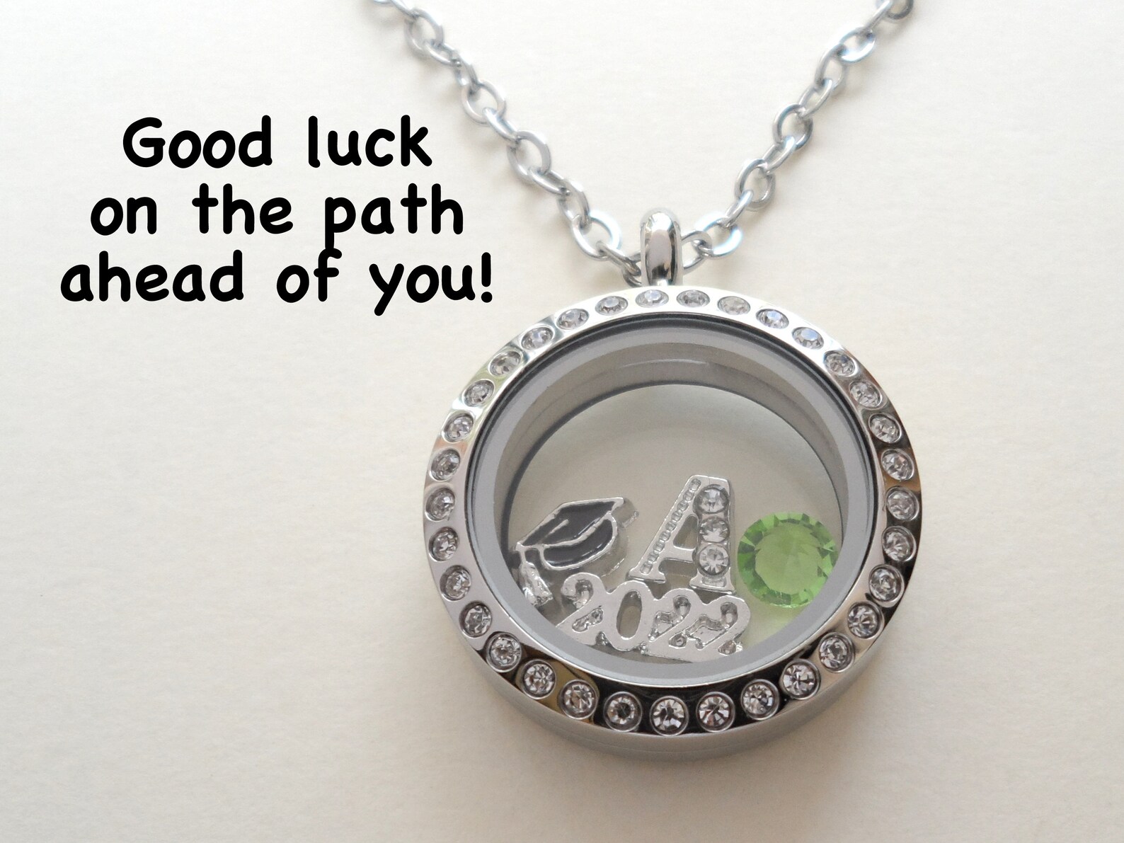 Graduation Floating Charm Locket Necklace Medium Circle - Etsy