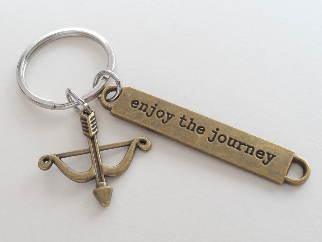Bronze Bow and Arrow Charm Keychain With Enjoy the Journey Charm, Fairy ...