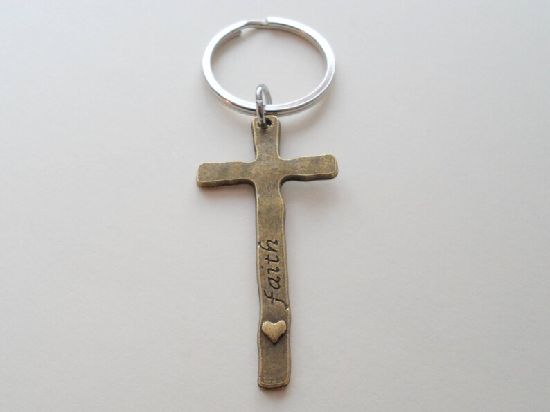 Bronze Cross Keychain Religious Keychain Christian Keychain - Etsy