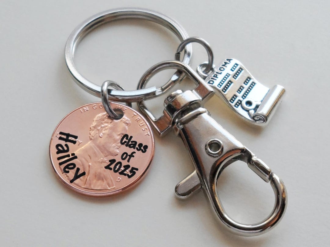 Class of 2025 & Personalized Name Engraved on Penny Keychain With ...