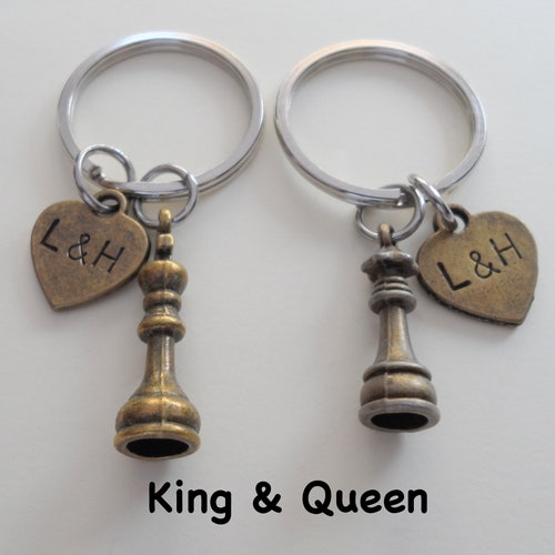 Couple Keychain Set King and Queen Crown Key Ring Set - Etsy