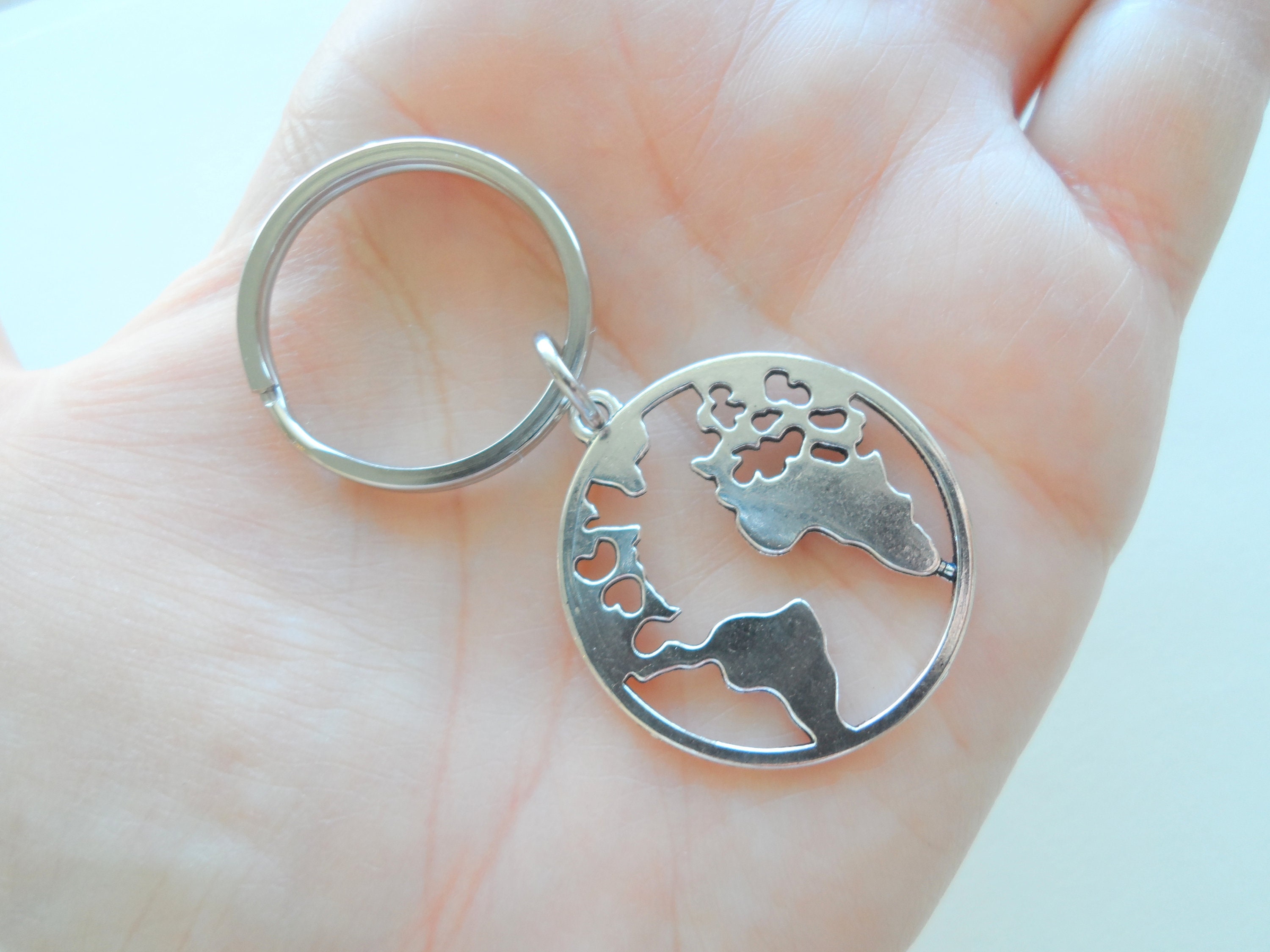 Cutout World Globe Keychain or Earth Keychain Couples Key - Etsy