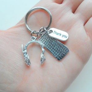 Call Center Staff Gift Keychain, Computer Keyboard Charm, Head Set ...
